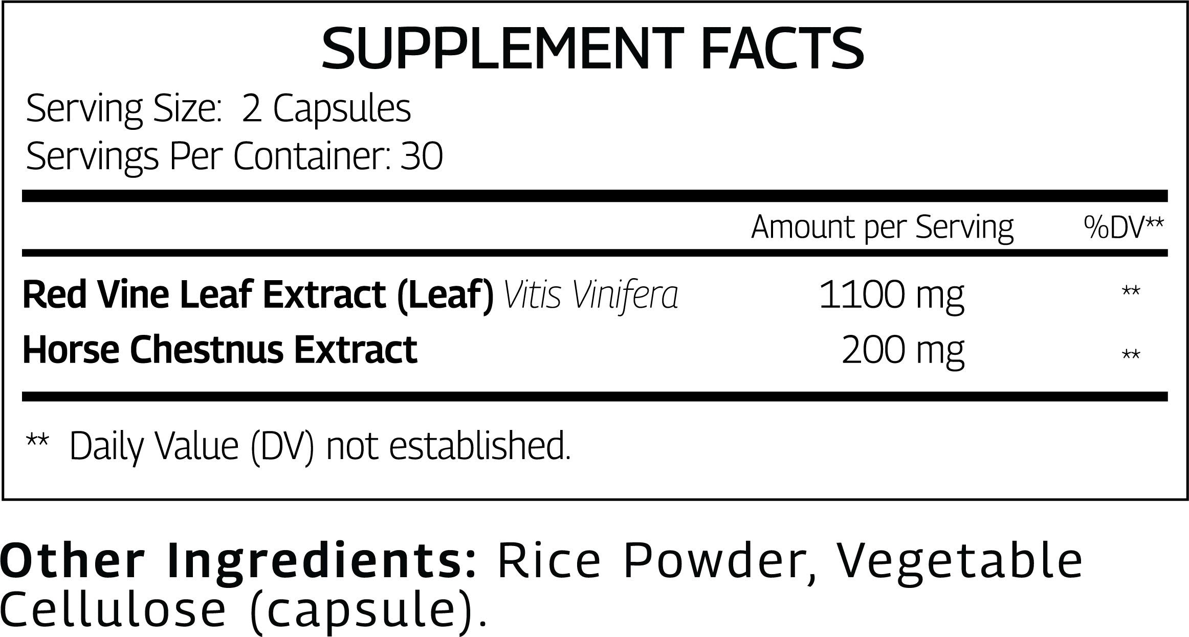 Red Vine Leaf extract Horse Chestnut 1300mg – Vinatura Supplements