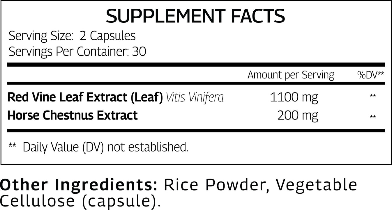 Red Vine Leaf extract Horse Chestnut 1300mg – Vinatura Supplements