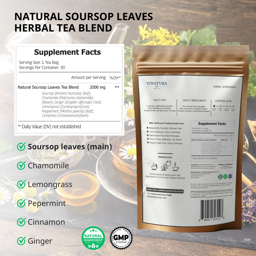 Soursop Tea - Natural Soursop Leaves - Herbal Tea Blend – Vinatura ...